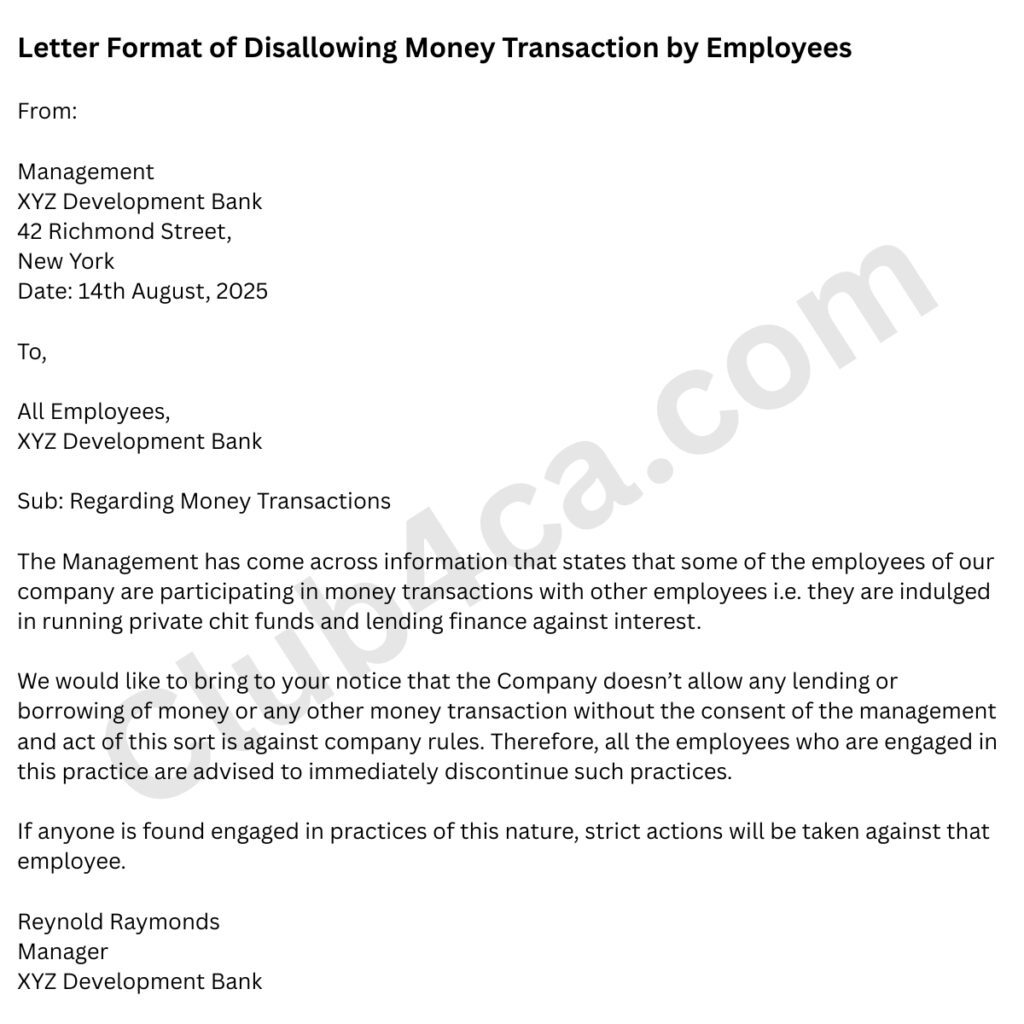 Request Letter for Fund Release from Company Template
