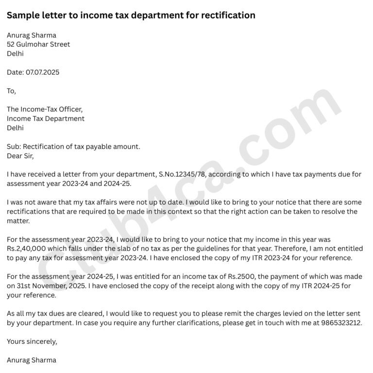 TDS Deduction Letter Format in Word - Sample Template