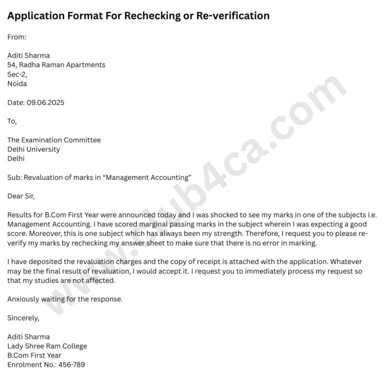 Application Format For Rechecking or Re-verification