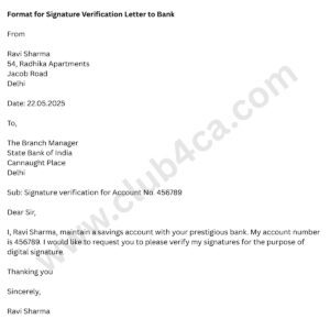 Signature Verification Letter to Submit to Bank