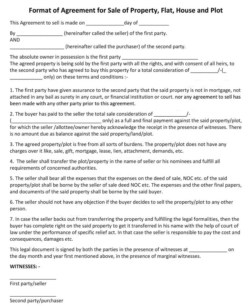 Deed Of Agreement Template